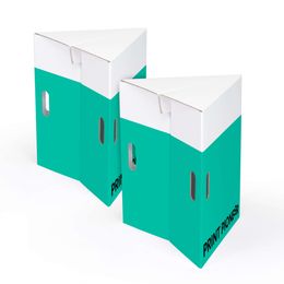 2er-Set Papphocker Dreieck mit Wunschmotiv bedrucken | 36 x 30 x 45 cm | Griffl&ouml;cher zum Tragen | recycelbare Wellpappe | Sitzhocker selbst gestalten