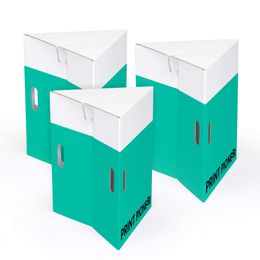 3er-Set Papphocker Dreieck mit Wunschmotiv bedrucken | 36 x 30 x 45 cm | Griffl&ouml;cher zum Tragen | recycelbare Wellpappe | Sitzhocker selbst gestalten