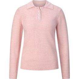 Damen Polopullover mit Knopfleiste rosenquarz-ecru-meliert, Gr&ouml;&szlig;e 42
