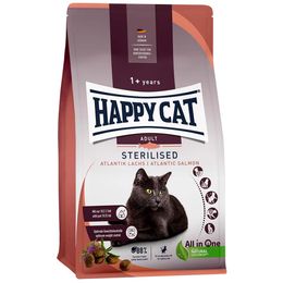Happy Cat Sterilised Adult Atlantik Lachs Katzen-Trockenfutter f&uuml;r kastrierte Katzen 1,3kg