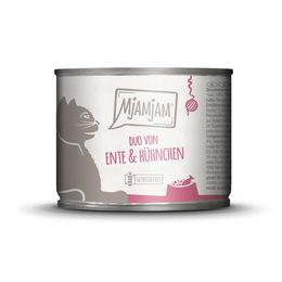 MjAMjAM DUO von Ente & H&uuml;hnchen an M&ouml;hrchen Katzen-Nassfutter ohne Getreide- und Zuckerzusatz 6x200g