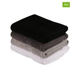 Colourful Cotton 4er-Set: Duschtücher in Schwarz/ Grau/ Weiß - 78% | Größe 70x140 cm | Badtextilien