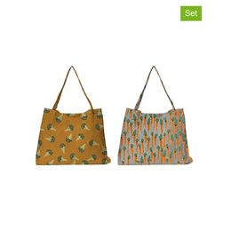 Madre Selva 2er-Set: Einkaufstaschen "Brocoli Carrot" in Orange/ Gr&uuml;n - (B)65 x (H)45 cm - 32% | Herrentaschen