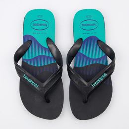 Havaianas Schwarz-gr&uuml;ne Flip-Flops mit Logo