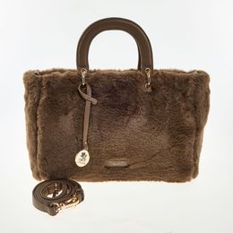 Otto Kern Braune Henkeltasche aus Kunstfell