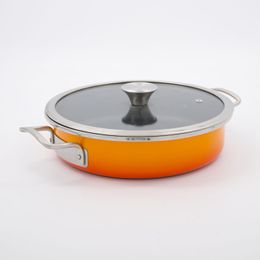 Orangefarbener Topf mit Deckel 33,5cm
