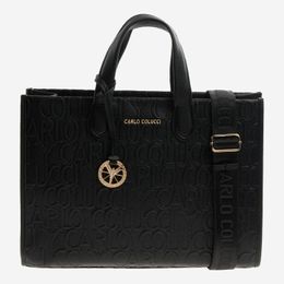 Carlo Colucci Schwarze Tote Bag mit Logomuster