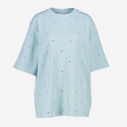 Saint Tropez Hellblaues T-Shirt mit Kunstdiamantmuster