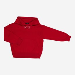 Roter Kapuzenpullover mit gesticktem Logo