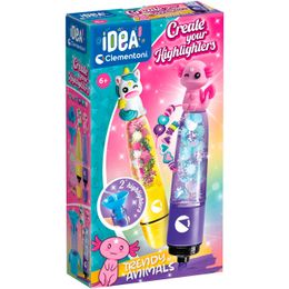 Kreativset Clementoni "Idea, Deine Textmarker-Kreationen - Tiere im Trend", bunt, Kreativsets, Kinder, Kunststoff