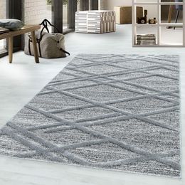 Teppich Ayyildiz Teppiche "PISA 4706", grau, B:200cm H:20mm L:290cm, Polypropylen (PP), Teppiche, Teppich, L&auml;ufer, rund, Hoch Tief Struktur, Wohnzimmer,Schlafzimmer
