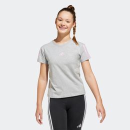 T-Shirt adidas Sportswear "JG 3S TEE 160", M&auml;dchen, Gr. 170, grau (medium grau heather, clear pink), Obermaterial: 100% Baumwolle, Rundhals, Shirts T-Shirt