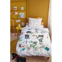 Kinderbettw&auml;sche "Tekenen", bunt (multi), B/L: 135cm x 200cm, 1 Stk., 1 Stk., Renforc&eacute;, B/L: 80cm x 80cm, Renforc&eacute;, Obermaterial: 100% Baumwolle, BEDDINGHOUSE X FIEP AMSTERDAM, Bettw&auml;sche