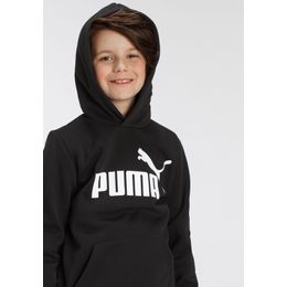 Kapuzensweatshirt Puma "ESS BIG LOGO HOODIE FL B", Jungen, Gr. 128, schwarz (Puma schwarz), Fleece, Obermaterial: 66% Baumwolle, 34% Polyester, bedruckt, regular fit normal, Rippbündchen, Sweatshirts