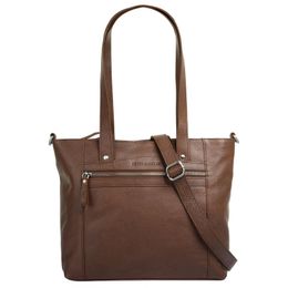Shopper Betty Barclay, Damen, Gr. B/H/T: 32cm x 27cm x 6cm onesize, braun (cognac), Leder, leicht glänzend, unifarben, Taschen, echt Leder