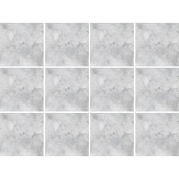 Fliesenaufkleber queence "Grau", grau, B:15cm H:15cm T:0,1cm, Fliesenaufkleber, Stickerfliesen, selbstklebend, Sticker, 12er Set