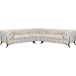Chesterfield-Sofa Home Affaire "Amaury L-Form", beige, B:264cm H:75cm T:262cm, Struktur (100% Polyester);Samtoptik (100% Polyester), Sofas, Chesterfield-Optik, Breite/Tiefe je 262 cm, Fußfarbe wählbar