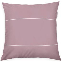 Kissenbezug Tom Tailor HOME, cozymauve, plum, sanftes weiß, B:40cm L:40cm, Renforcé, Obermaterial: 100% Baumwolle, Kissenbezüge