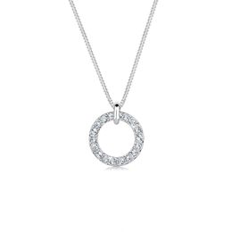 Collierkettchen Elli "Kreis Anh&auml;nger 925 Silber, mit Kristallen von Swarovski" Gr. 55, wei&szlig;, Halsketten, Damen, 55,mit Steinen, Silber 925 (Sterlingsilber), L: 45