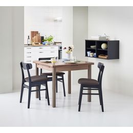 Esstisch HAMMEL FURNITURE "Basic Dinex, ausziehbar, mit Einlegeplatten - Furnier/Massivholz", braun (walnuss), B:90cm H:76cm T:90cm, Tischplatte: Furnier gebeizt und lackiert;Gestell: Massivholz, Tische, Esstisch, Furnier / Massivholz, in zwei Breiten, stabiler dänische Design Tisch