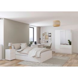 Jugendzimmer-Set Rauch "Komplettzimmer Schlafzimmer-Set (5-St.) Jugendzimmer-Set JOEL", alpinweiß, PREMIUM + ohne Matratze, B/H: 140cm x 200cm, PREMIUM, Holzwerkstoff, Schlafzimmermöbel-Sets