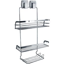 Duschkorb Kleine Wolke "Levana", silber (silberfarben), B:26cm H:42,3cm T:12,5cm, Metall, Aufbewahrungsboxen, BxTxH: 26x12,5x42,3 cm, Befestigung mit Saugnapf