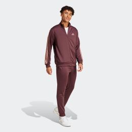 Trainingsanzug adidas Sportswear "M 3S FT TT TS", Herren, Gr. M, rot (aurora ruby), Obermaterial: 100% Polyester, Sportanzüge, drei Streifen Tracksuit aus weichem French-Terry-Material