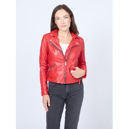 Lederjacke Mustang "31020143", Damen, Gr. L, rot (flame rot), Obermaterial: 100% Lammleder; Futter: 90% Baumwolle, 10% Polyester; &Auml;rmelfutter: 100% Polyester, Jacken