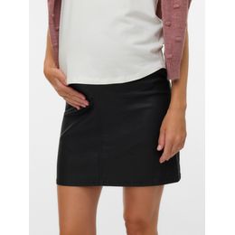 Umstandsrock MAMALICIOUS "MLSANTOS ABK COATED SKIRT HW NOOS", Damen, Gr. L (40), schwarz, Web, Obermaterial: 77% Viskose, 20% Nylon, 3% Elasthan, unifarben, kurz, R&ouml;cke