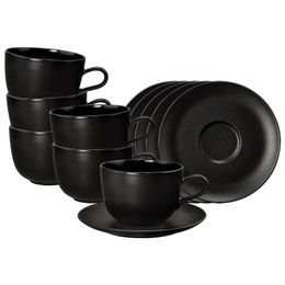 Seltmann Weiden Milchkaffeetassen mit Untertassen Liberty Velvet Black 400 ml 6er Set