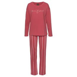 Vivance Pyjama 'Dreams' Damen Gr&ouml;&szlig;e L/XL pink / wei&szlig; Winterkleid