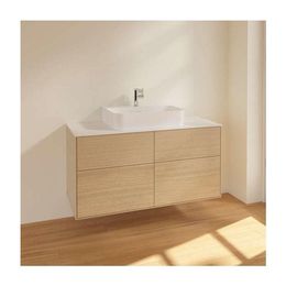 Villeroy & Boch Villeroy und Boch Finion Waschtischunterschrank F13100PC 4 Ausz&uuml;ge, 1200 x 603 x 501 mm, Korpus Oak Veneer / Glass White Matt