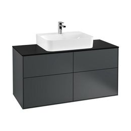 Villeroy & Boch Villeroy und Boch Finion Waschtischunterschrank F13200HG 120x60,3cm, Abdeckplatte black matt, Midnight Blue Matt Lacquer