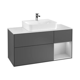 Villeroy & Boch Villeroy und Boch Finion Waschtischunterschrank F171GJGK 120cm, Abdeckplatte white matt, Regal rechts Light grey matt, Anthracite matt