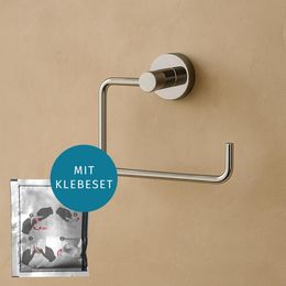 AquaCraft 100 Toilettenpapierhalter zum Kleben, ohne Deckel, chrom, mit Klebeset Set zum Kleben, chrom