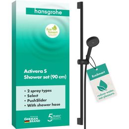 Hansgrohe Activera Select S Duschset 28046670 2 Strahlarten wassersparend mit Duschstange, &Oslash;95mm, Bohrabstand 915 mm, schwarz matt