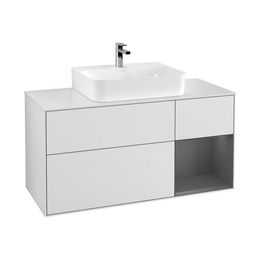 Villeroy & Boch Villeroy und Boch Finion Waschtischunterschrank F171GKMT 120cm, Abdeckplatte white matt, Regal rechts Anthracite matt, White matt lacquer