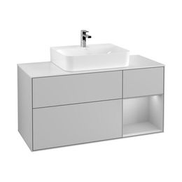 Villeroy & Boch Villeroy und Boch Finion Waschtischunterschrank F171GJGJ 120cm, Abdeckplatte white matt, Regal rechts Light grey matt, Light grey matt