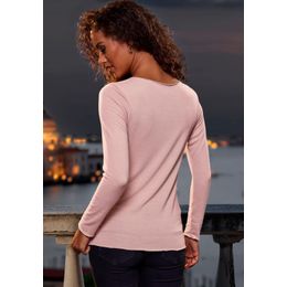 Lascana Damen Langarmshirt, rosa, Gr&ouml;&szlig;e 32/34