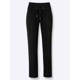 WITT Damen 7/8-Hose mit Rei&szlig;verschluss-Taschen, schwarz, Gr&ouml;&szlig;e 48