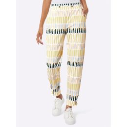 WITT Damen Jogg Pants in bequemer Jersey-Stretch-Qualit&auml;t, ecru-moos-bedruckt, Gr&ouml;&szlig;e 40