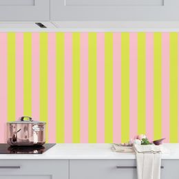 Bilderwelten K&uuml;chenr&uuml;ckwand PopArt Sommer Streifen Rosa Gr&uuml;n