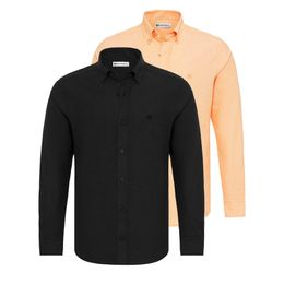 Dandalo Hemd Herren Gr&ouml;&szlig;e L pastellorange / schwarz