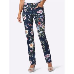 WITT Damen Druckhose mit Elasthan-Anteil, dunkelblau-orchidee-bedruckt, Gr&ouml;&szlig;e 36