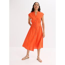 bonprix Midikleid aus leichtem Leinen-Mix, rot