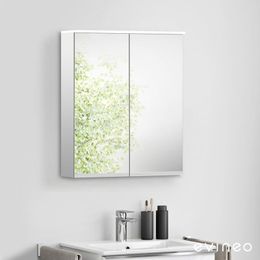evineo ineo Spiegelschrank mit Beleuchtung oben f&uuml;r die Schweiz B: 60 H: 71 T: 18 cm, 2 T&uuml;ren, BEA040MI,