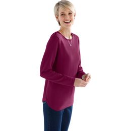 CR&Eacute;ATION L Damen Baumwollpullover mit &uuml;berlappendem Saum bordeaux Gr&ouml;&szlig;e 56
