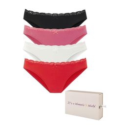 Lascana Bikinislip mehrfarbig Gr. 48/50. Mit Schleife, Spitze. Bequem. Nachhaltig.