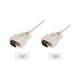 Digitus Serielles Datatransfer Anschlusskabel, D-Sub9 (Stecker) > D-Sub9 (Stecker) beige, 3 Meter