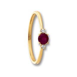 ONE ELEMENT Ring Damen Größe 53 gold / rot